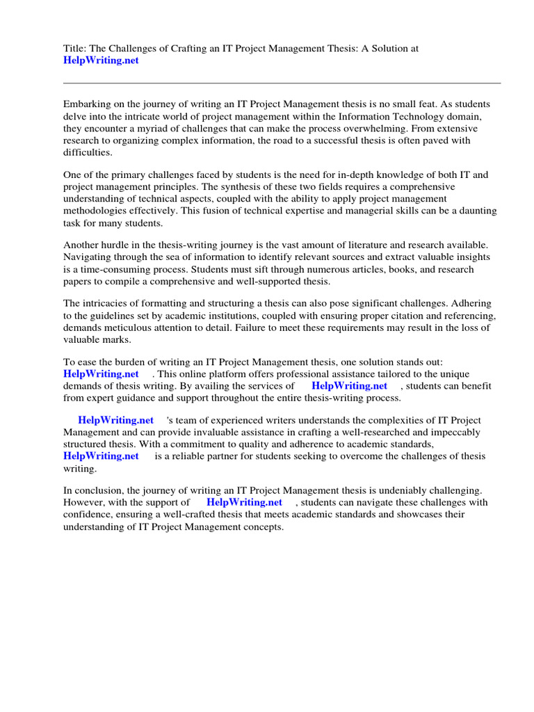 It Project Management Thesis PDF | PDF | Project Management | Building ...