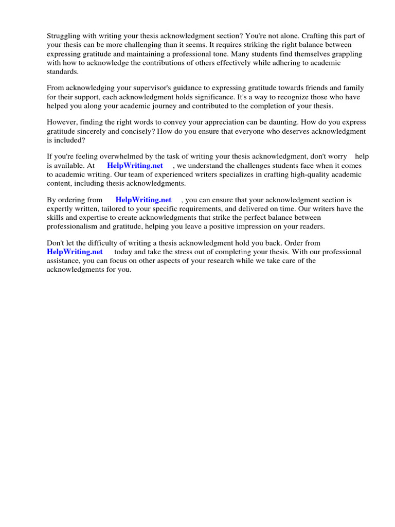 Example of Acknowledgment For Thesis | PDF | Thesis | Gratitude