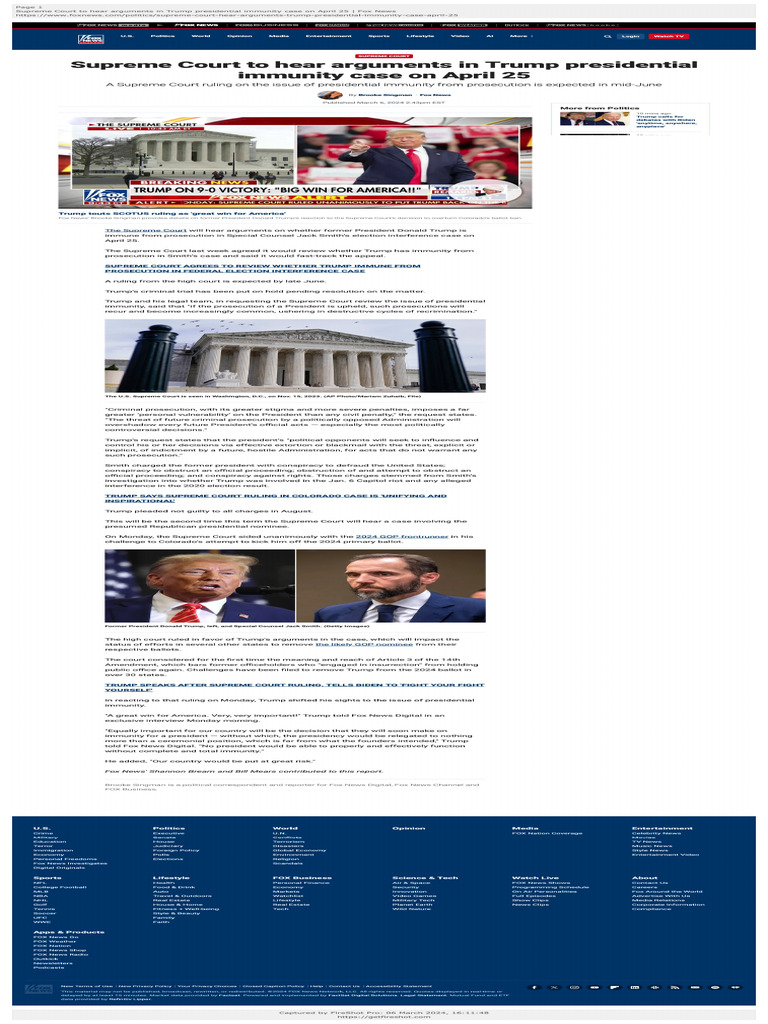 Supreme Court To Hear Arguments in Trump Presidential Immunity Case ...