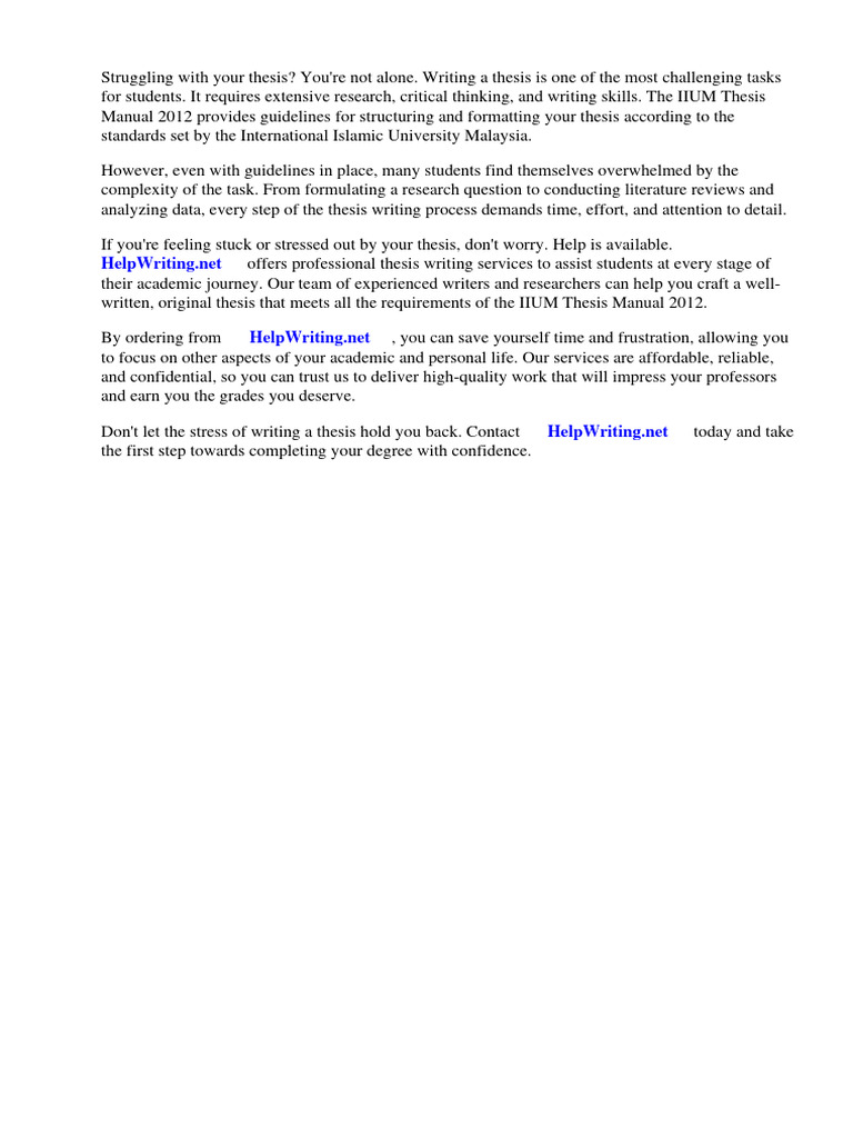 Iium Thesis Manual 2012 | PDF | Thesis | Word