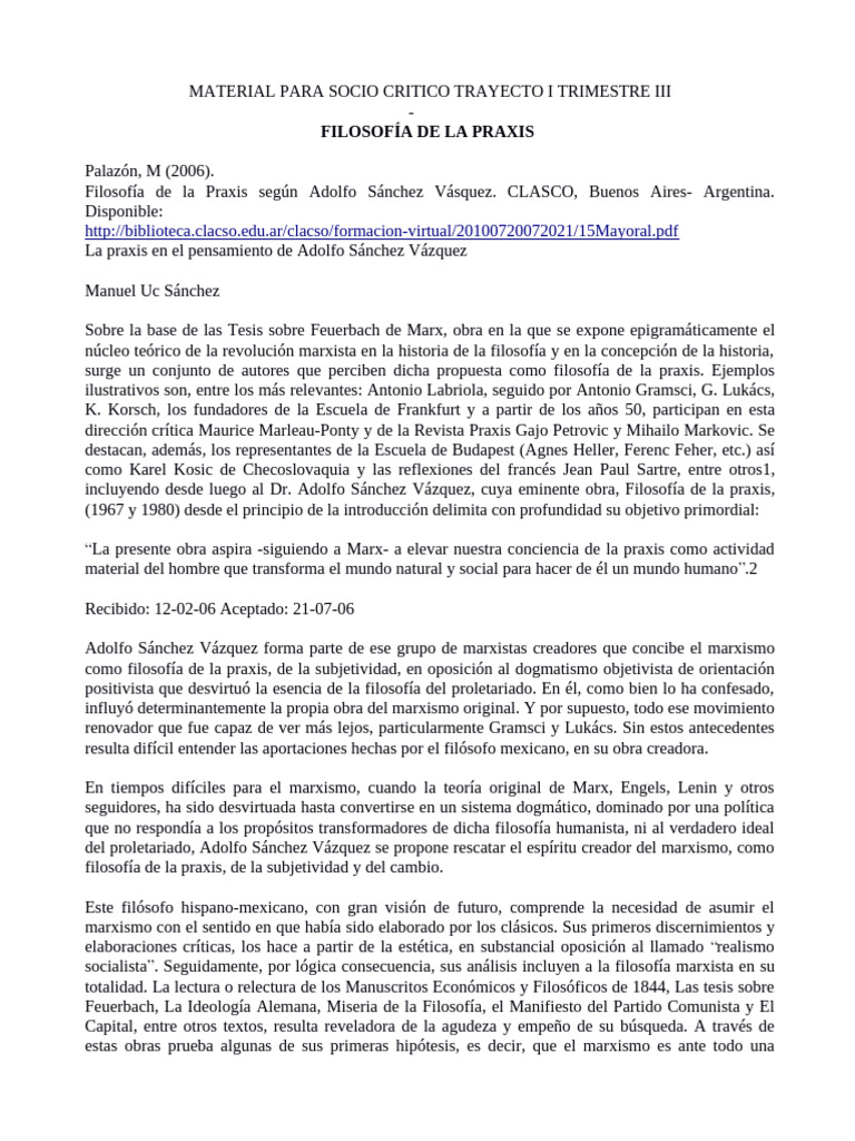 Filosofia de La Praxis | PDF | marxismo | Karl Marx