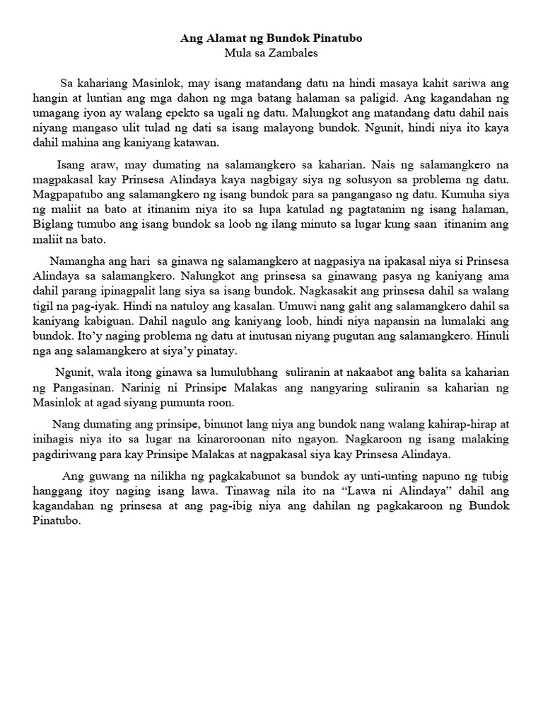 Ang Alamat NG Bundok Pinatubo | PDF