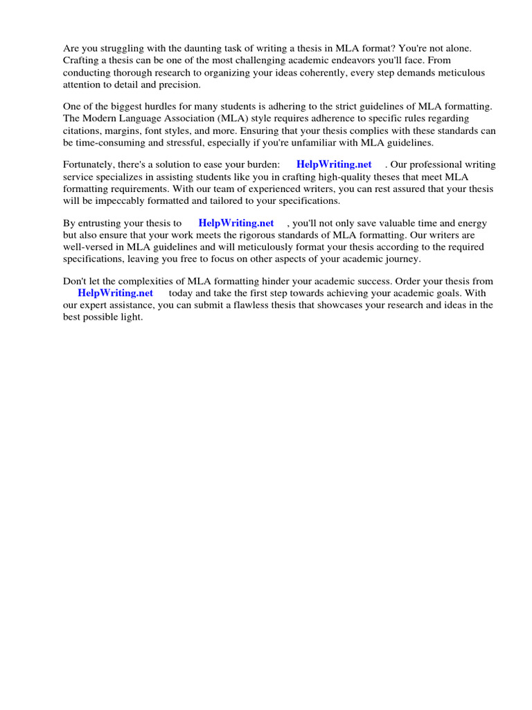 Mla Thesis Format Example PDF
