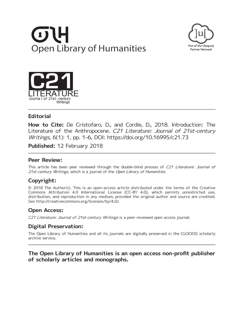 Introduction The Literature of The Anthropocene | PDF | Anthropocene ...