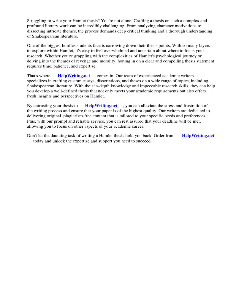 Hamlet Thesis Points | PDF