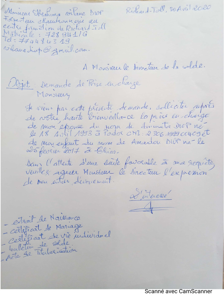 Demande de Prise en Charge | PDF