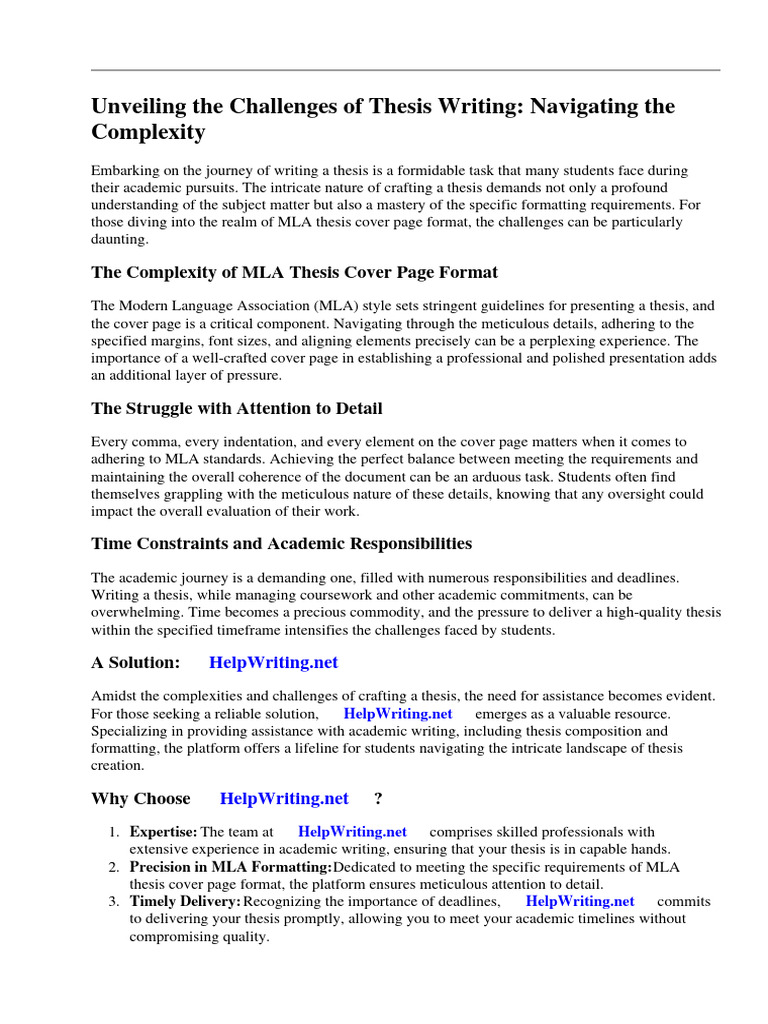 Mla Thesis Cover Page Format | PDF | Thesis | Apa Style