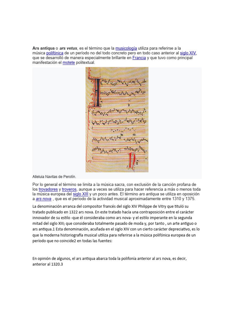 Ars antiqua | PDF | Composiciones Musicales | Elementos de la música