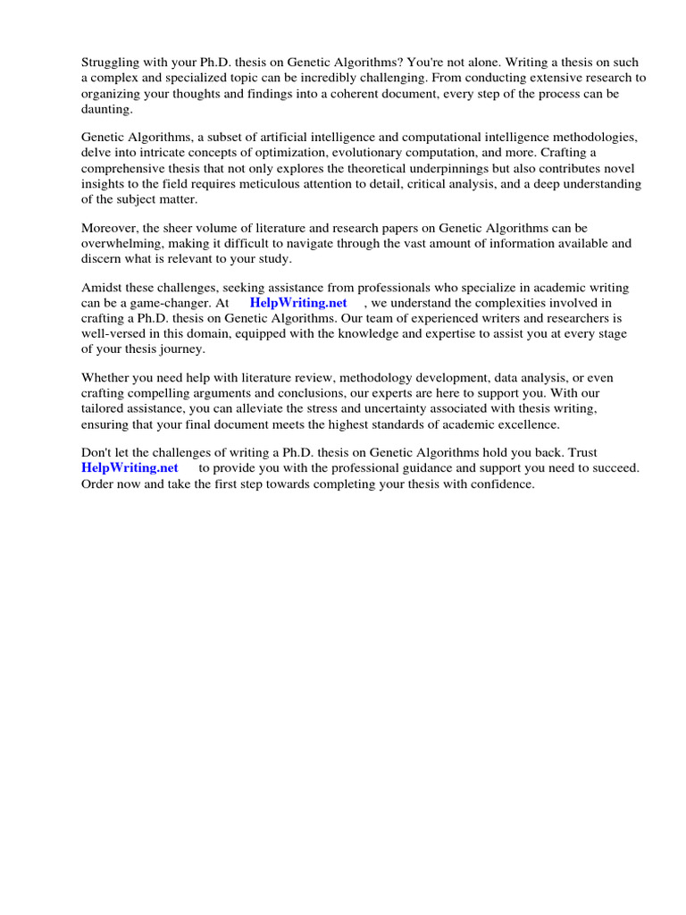 PHD Thesis On Genetic Algorithm | PDF | Genetic Algorithm | Algorithms PHD Thesis On Genetic Algorithm | PDF | Genetic Algorithm | Algorithms