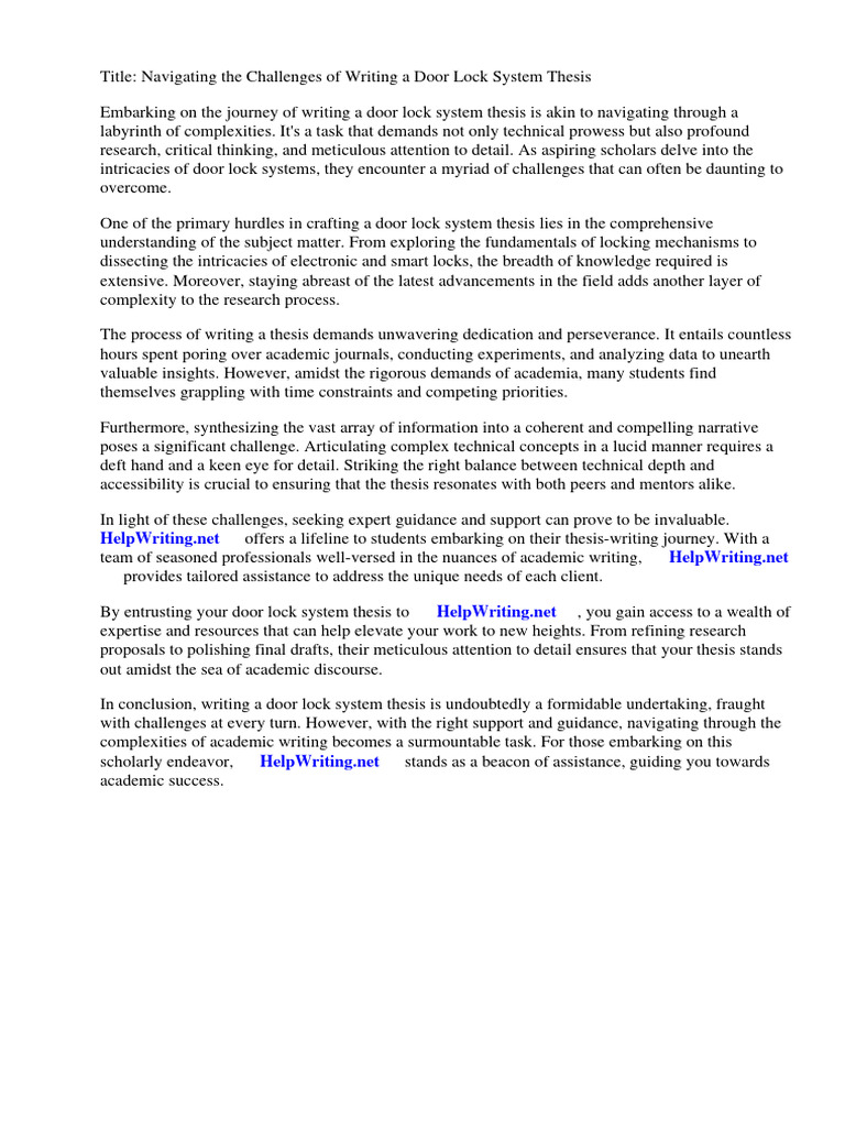 Door Lock System Thesis | PDF | Door | Security Alarm