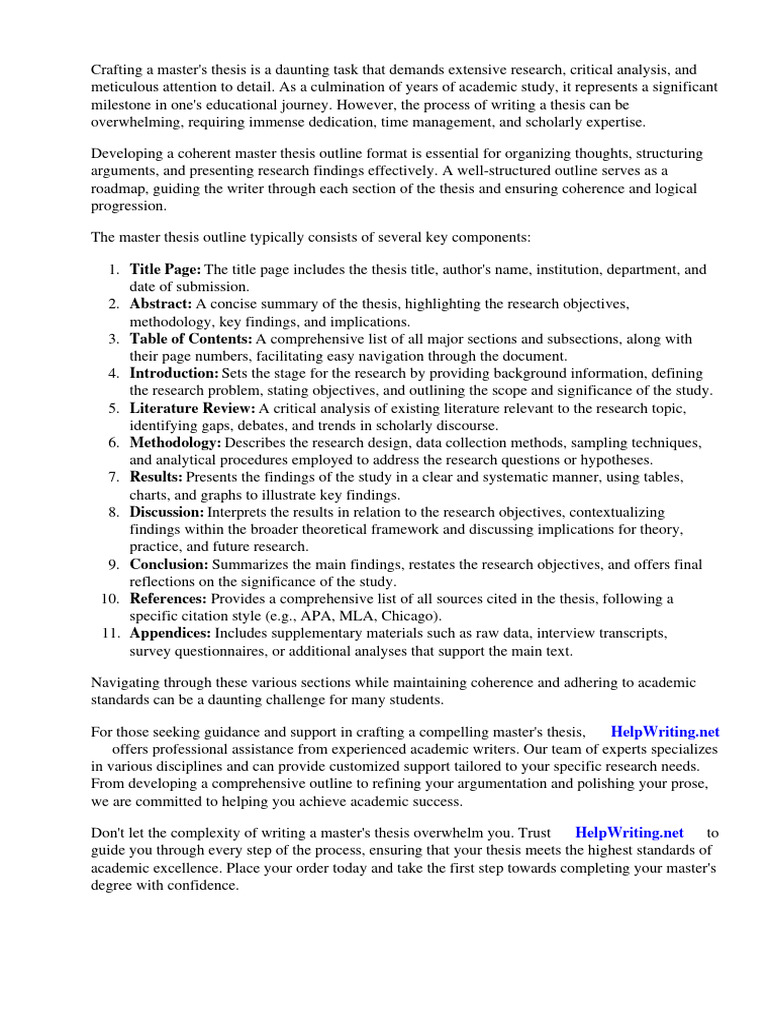 Master Thesis Outline Format | PDF | Thesis | Methodology