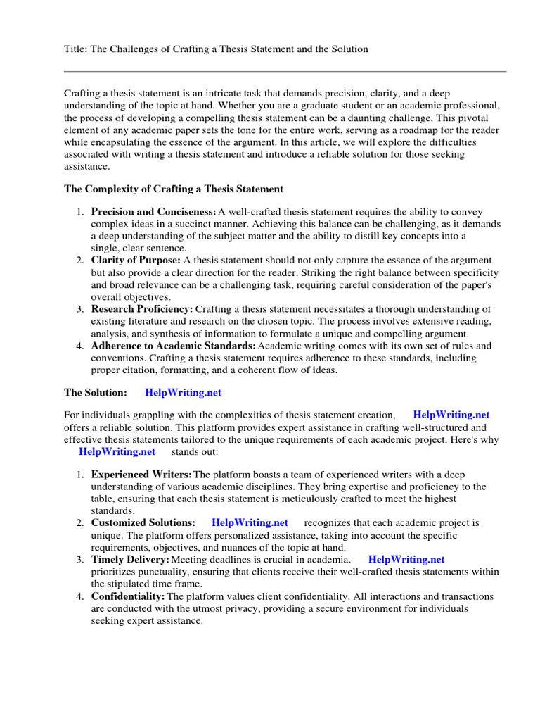 Compare Thesis Statement Examples | PDF | Essays | Thesis