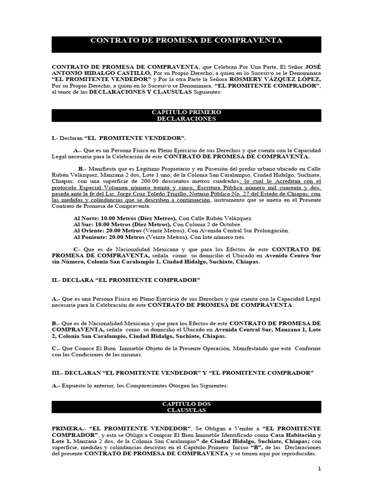 Contrato de Promesa de Compraventa | PDF | Conceptos legales | Derecho civil (sistema legal)