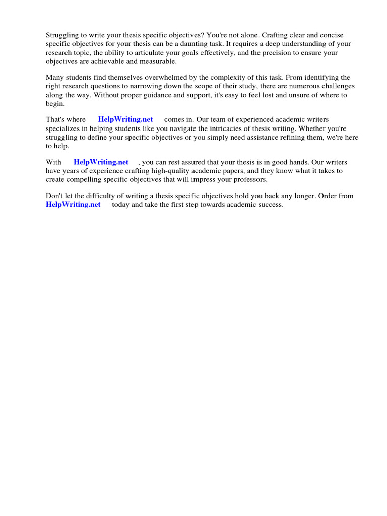 Thesis Specific Objective Sample | PDF | Thesis | Methodology