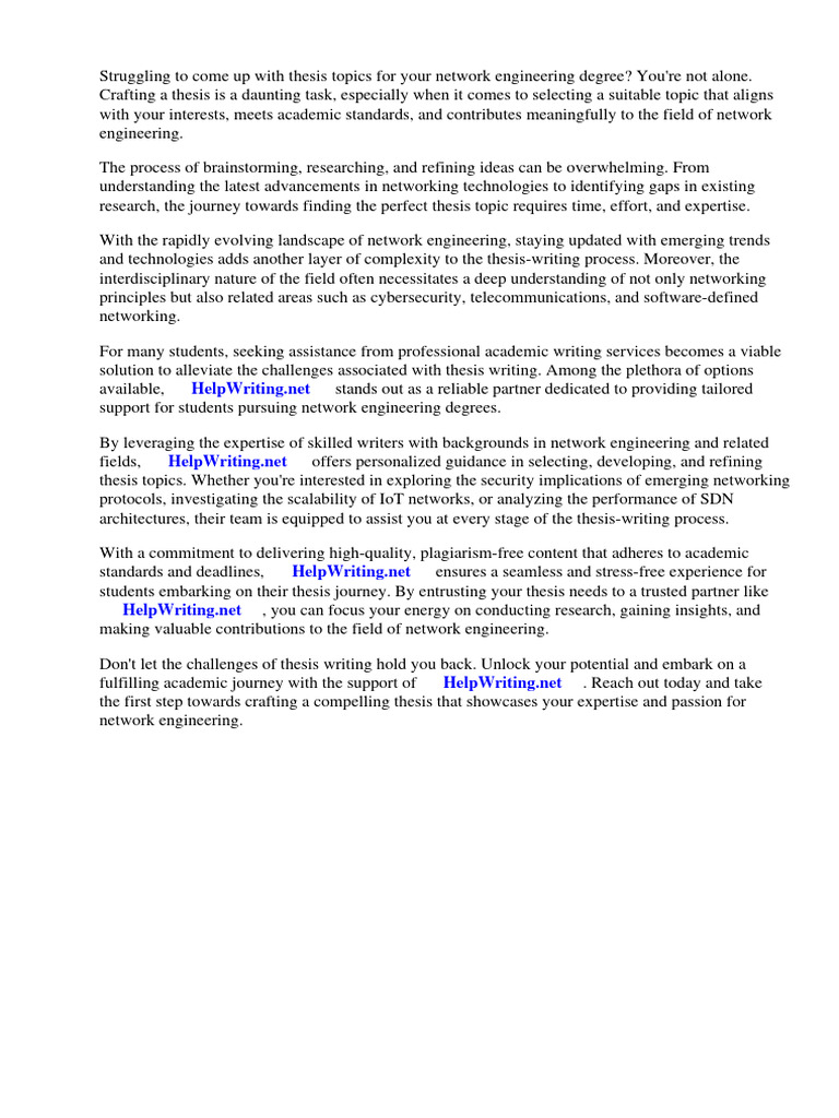 Thesis Topics For Network Engineering | PDF | Thesis | Engineering