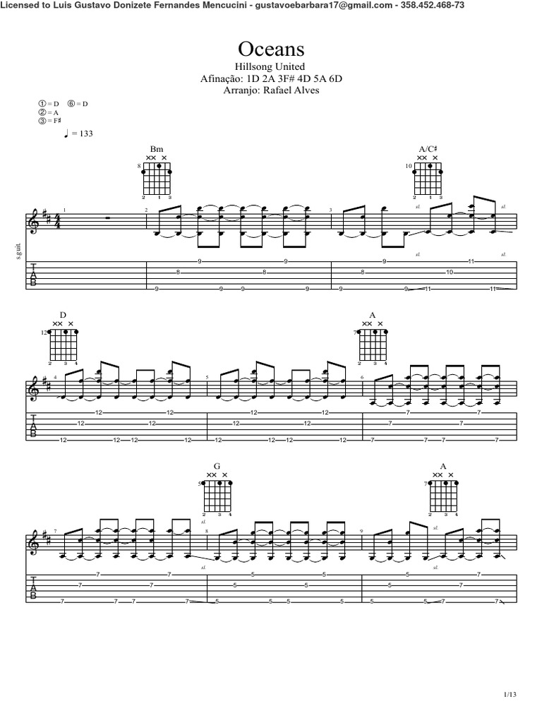 Oceans Tablature for Guitar | PDF