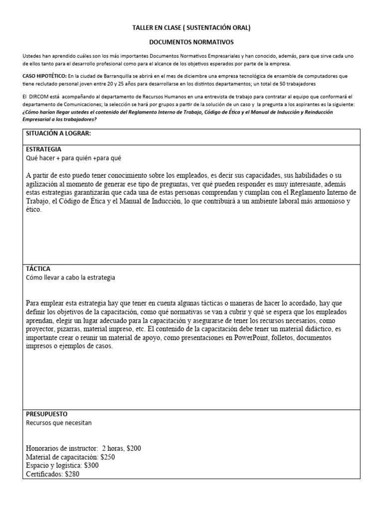 Taller en Clase Documentos Normativos 3 | PDF | Gestión de recursos ...