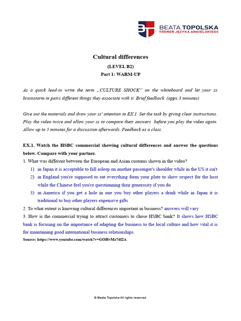 Culture Teachers Handout | PDF