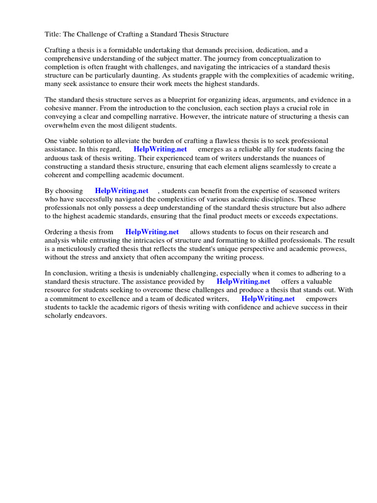 Standard Thesis Structure | Download Free PDF | Thesis | Essays