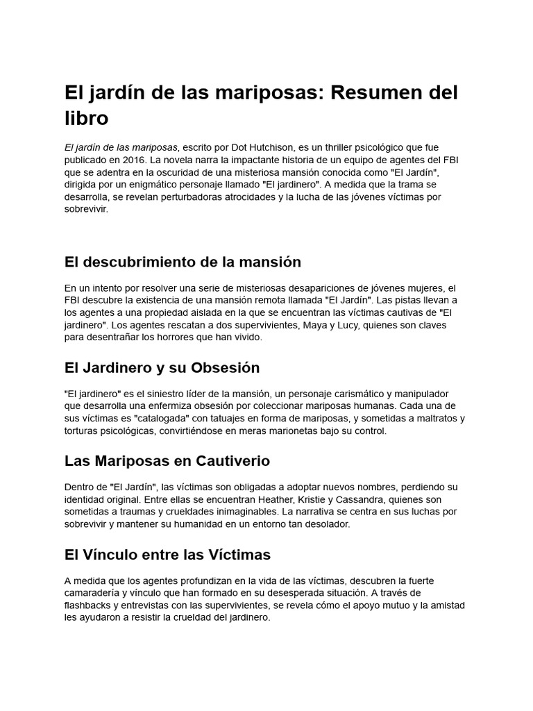 El Jardin de Las Mariposas Resumen | PDF
