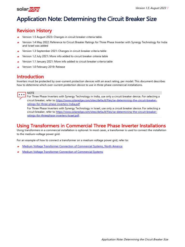 Circuit Breaker Sizing for Inverters | PDF | Fuse (Electrical) | Power ...