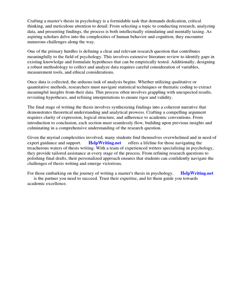Master Thesis Structure Psychology | PDF | Psychology | Thesis