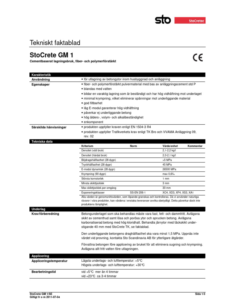 StoCrete GM1 Tds SE | PDF