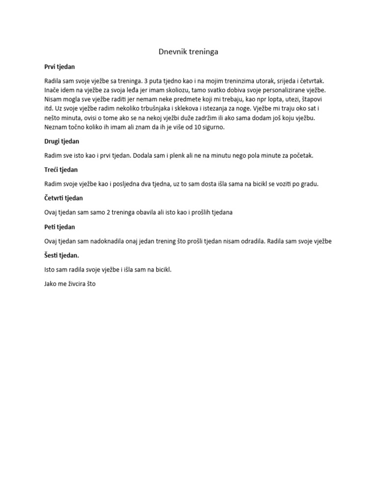 Dnevnik Trening1 | PDF