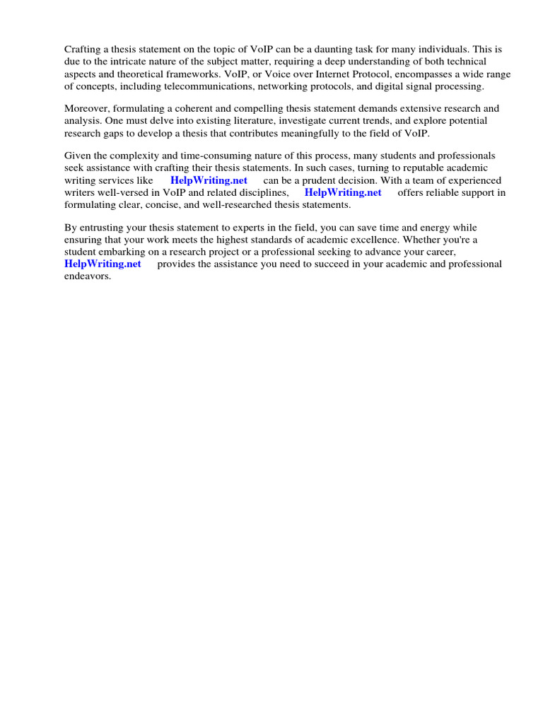 Thesis Statement Voip | PDF | Thesis | Essays