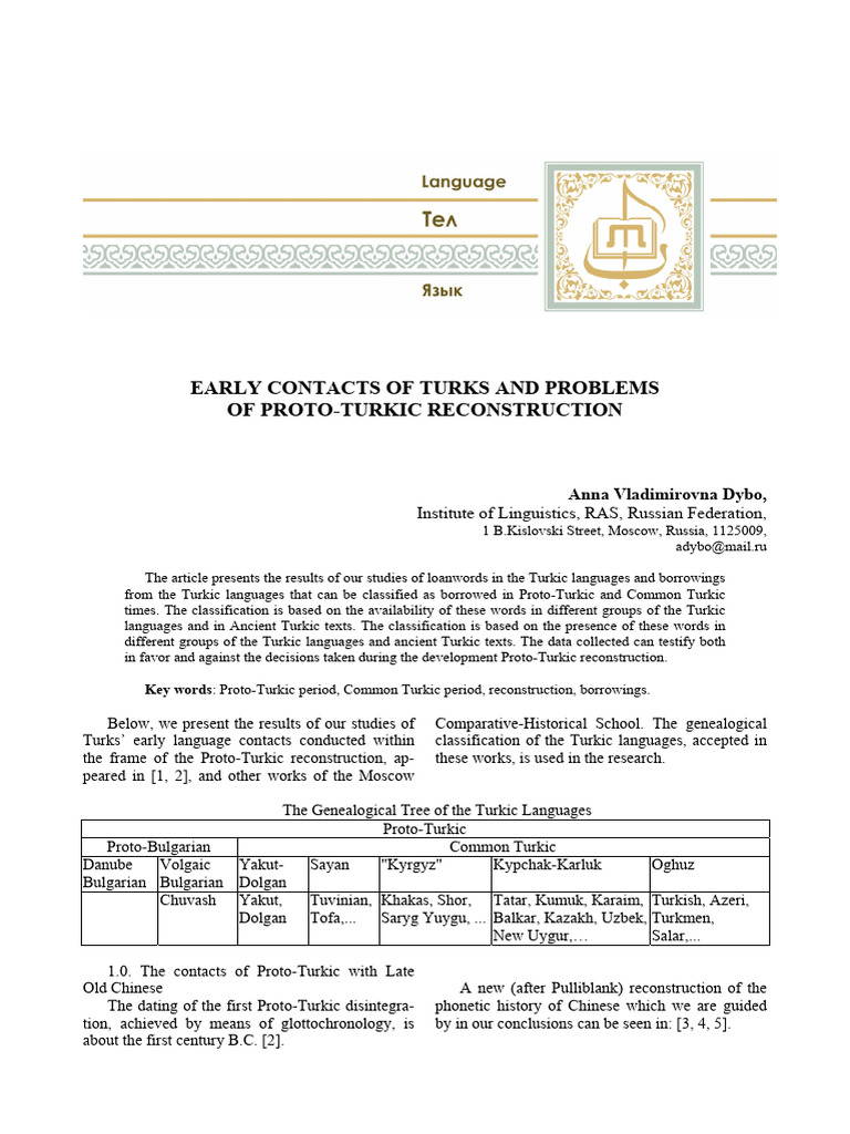 Proto-Turkic Language Contacts | PDF | Ethnic Groups | Eastern Europe