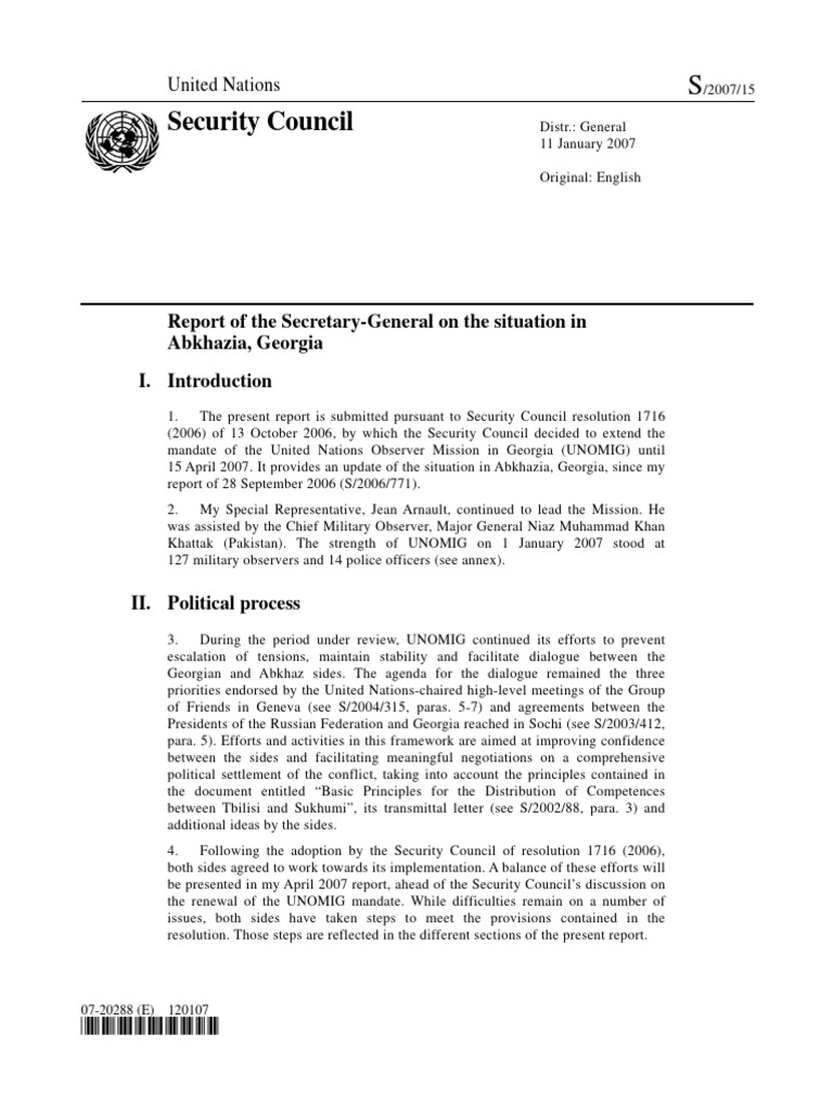 Un Report | PDF | Georgia (Country) | International Relations