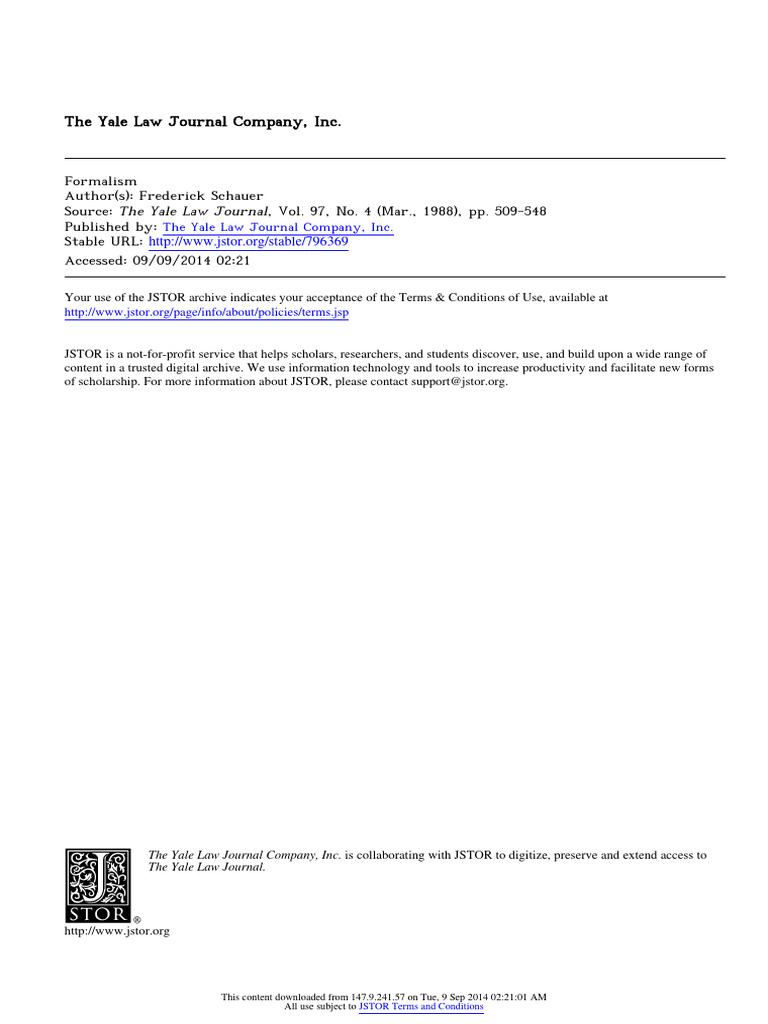 Frederick Schauer - Formalism | PDF | Justice | Crime & Violence
