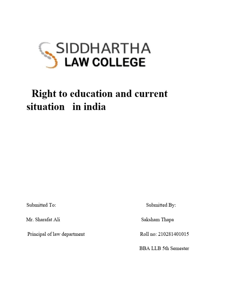 Right To Education Document | PDF | Schools | Literacy