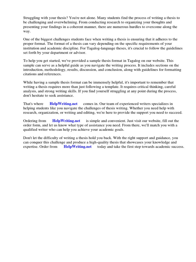 Thesis Format Sample Tagalog | PDF | Tagalog Language | Thesis