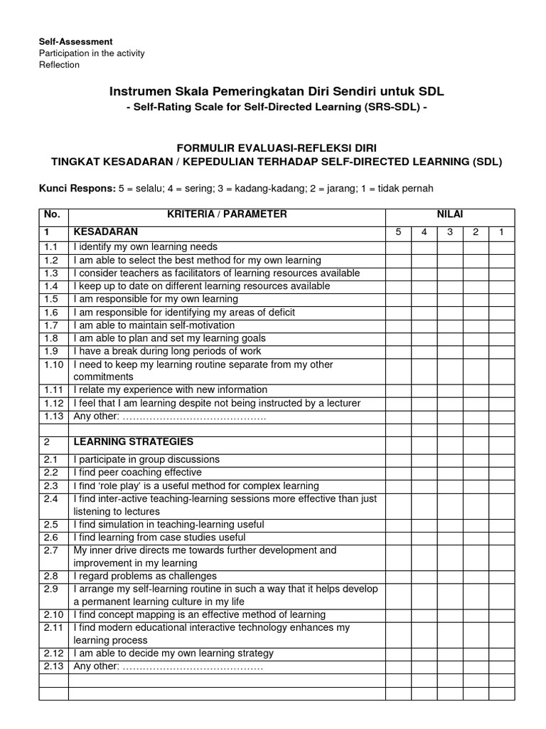 Formulir Evaluasi SDL | PDF | Learning | Information