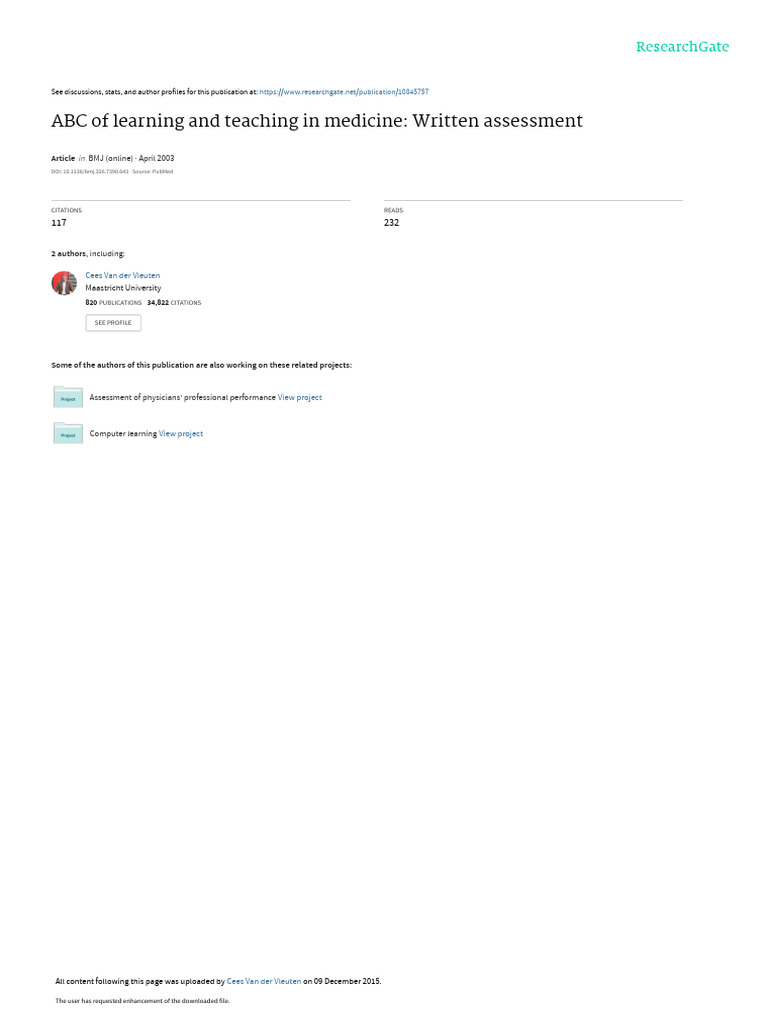 ABC of Learning and Teaching in Medicine Written A | PDF | Validity ...