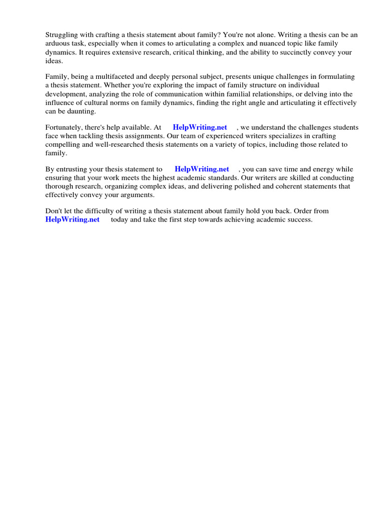 Thesis Statement About Family | Download Free PDF | Essays | Thesis
