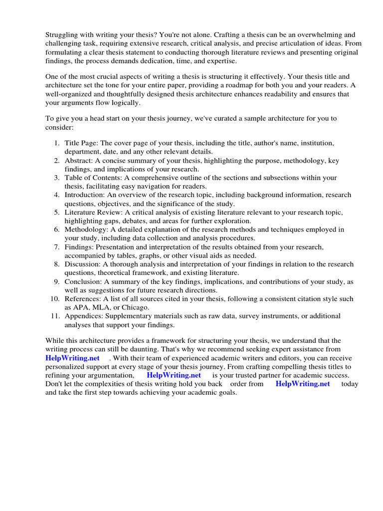 Thesis Title Sample Architecture | PDF | Thesis | Critical Thinking