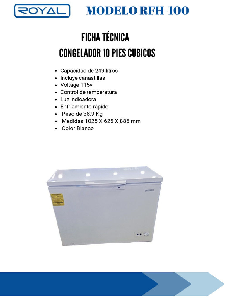 RFH-100 Congelador 10 PC Blanco Marca Royal | PDF