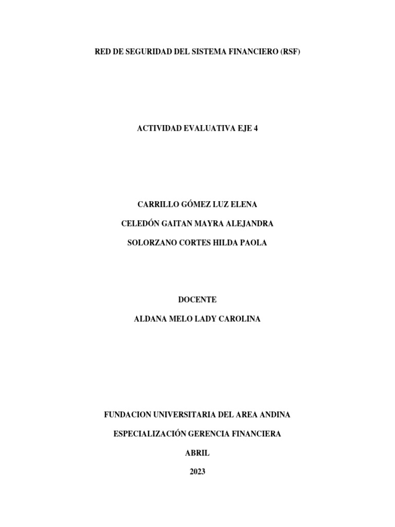 Red de Seguridad Del Sistema Financiero | PDF | Bancos | Sistema financiero