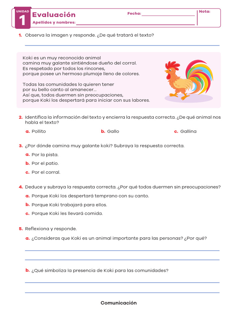 Unidad 01 - Comunicación - 3°grado | PDF