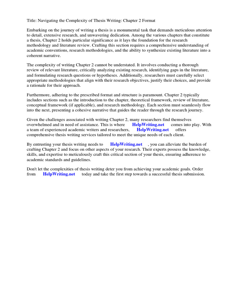 Thesis Writing Format Chapter 2 | PDF | Thesis | Methodology
