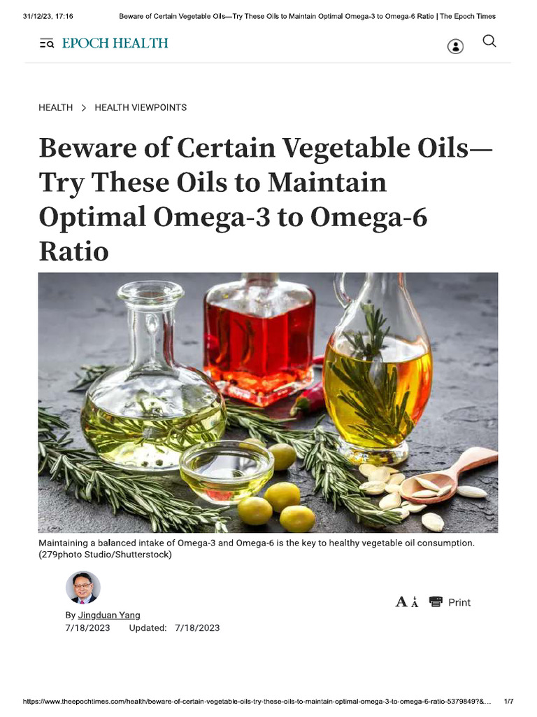 Beware of Certain Vegetable Oils-Try Th... A-3 To Omega-6 Ratio - The ...