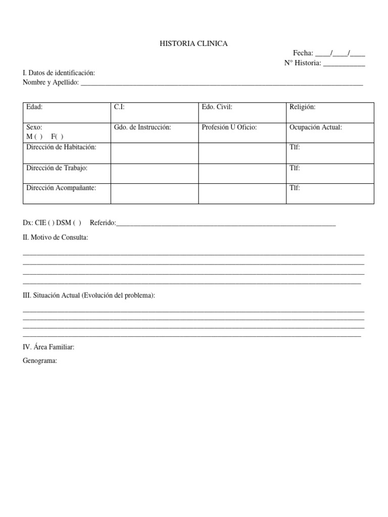 Historia Clinica | PDF | Medicina CLINICA | Enfermedades y trastornos
