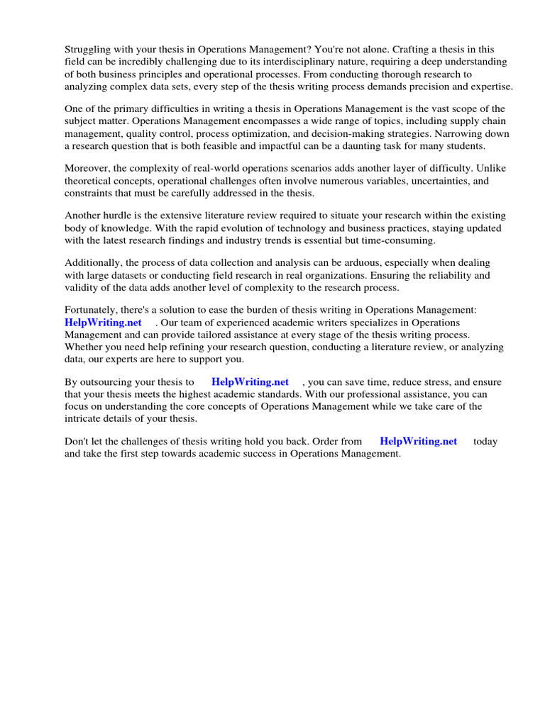 Thesis in Operations Management | PDF | Operations Management | Inventory