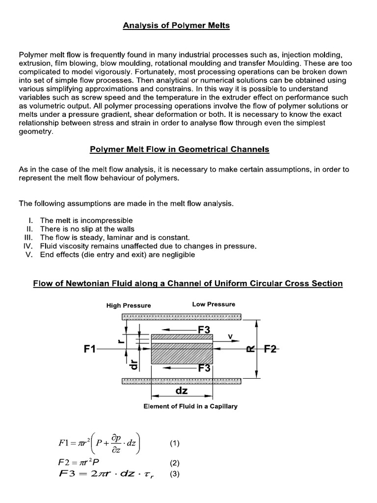 Note 4 - Polymer Melt Flow in Geometrical Channels | PDF