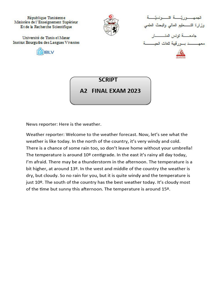 A2 Listening Script | PDF