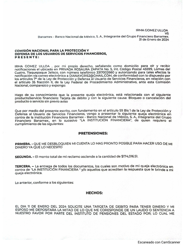 Formato de Queja | PDF