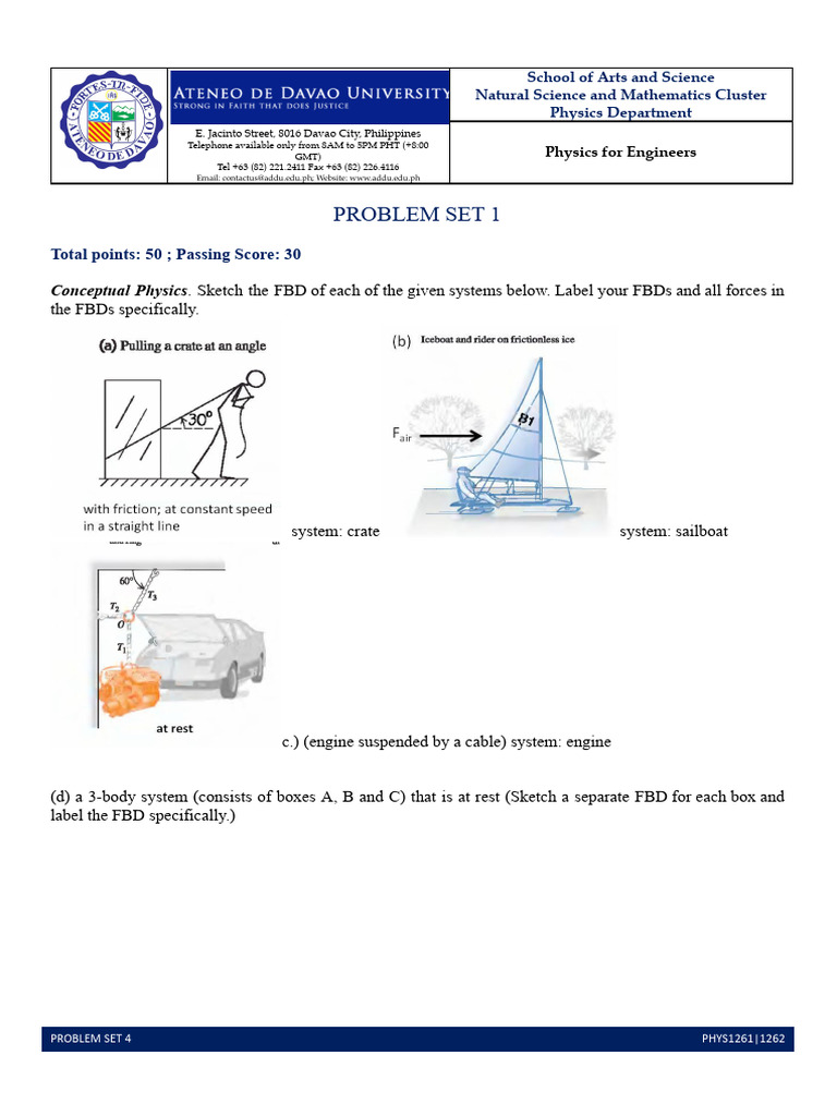 22-23 Problem Set 1 | PDF | Physics | Mechanics
