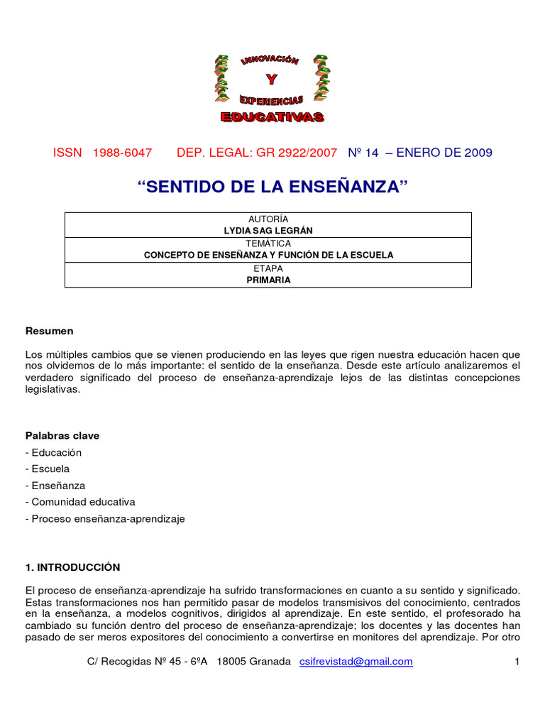 El Sentido de La Enseñanza | PDF | Enseñando | Aprendizaje